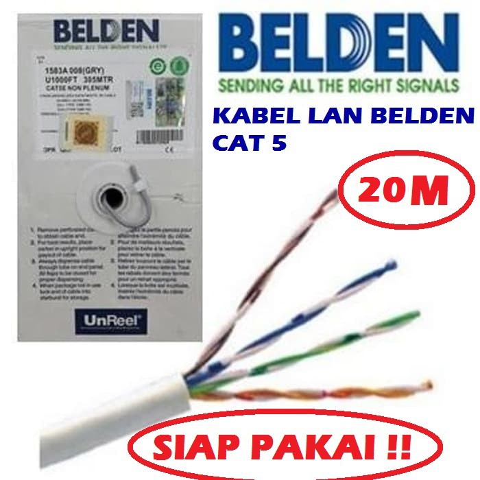 Jual Kabel LAN BELDEN CAT5 UTP 20M | Shopee Indonesia