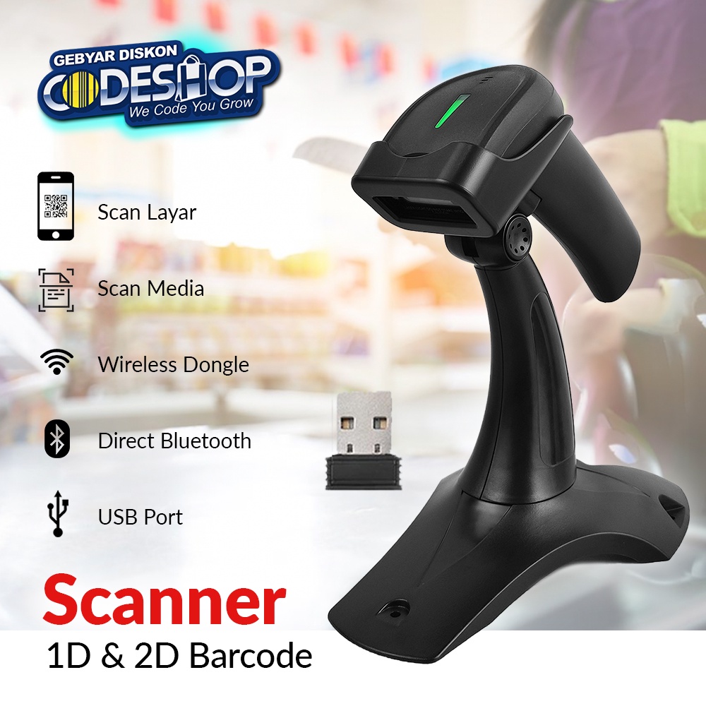 Jual Codeshop CD-207 BT Scanner Barcode 1D 2D Wireless Bluetooth Plus ...