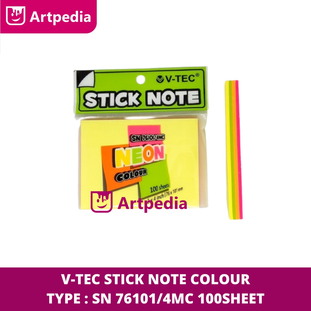 Jual Stick Note V-TEC SN-76101 (76x101mm) / sticky Note satuan dan 4 ...