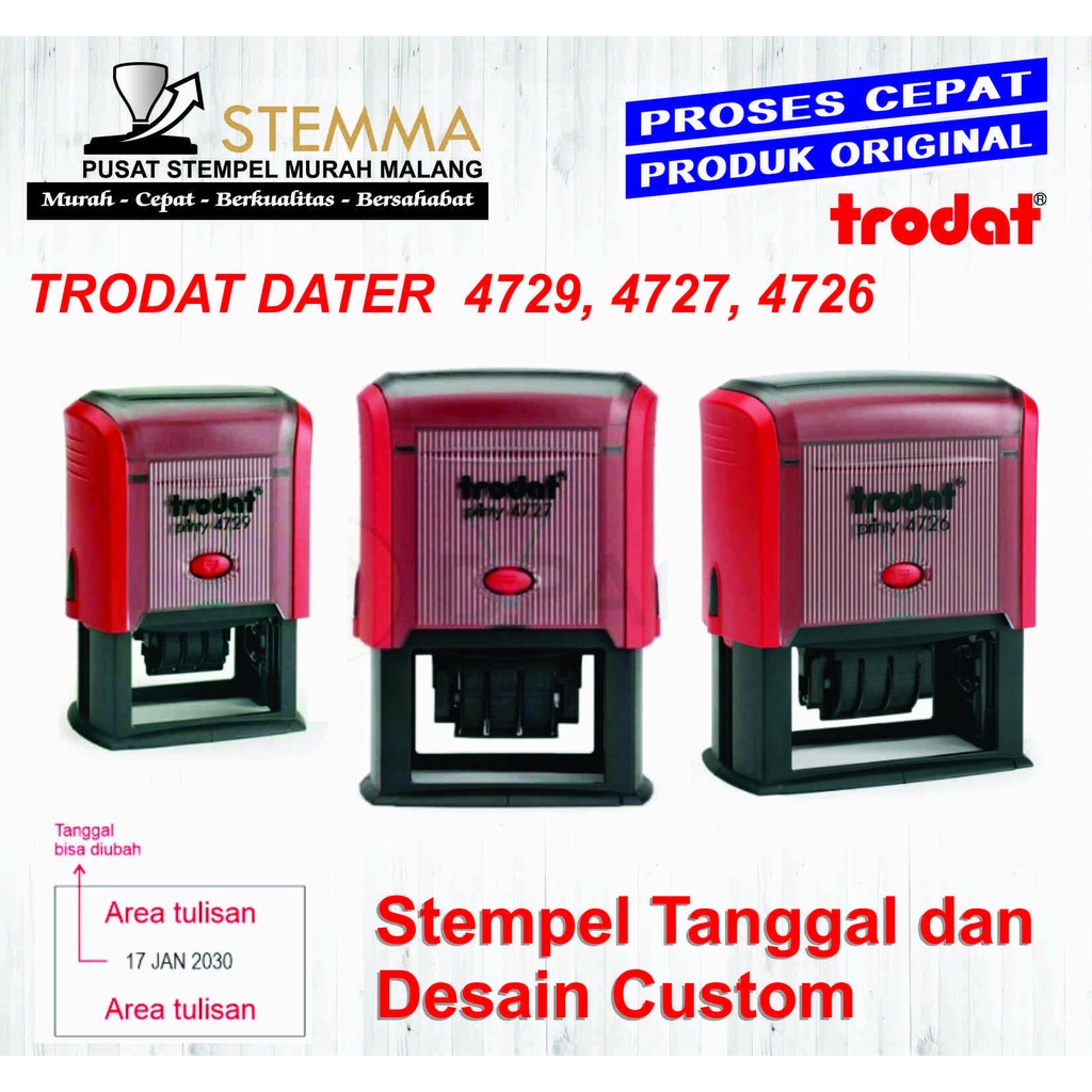 Jual Stempel Trodat Dater Tanggal Custom tipe 4729 Tipe 4727 Tipe 4726 Stempel Otomatis Mekanik ...