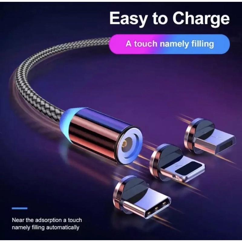 Jual Kabel Data Magnetic Magnet 3 in 1 (Micro/ iPhone/Type C) 2.4A ...