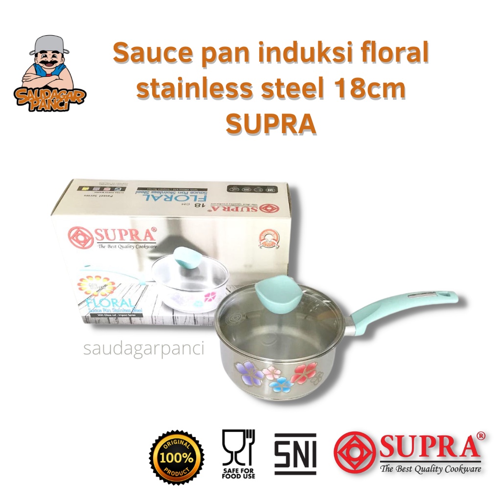 Jual sauce pan pastel stainless supra 18cm floral impact bottom / panci ...