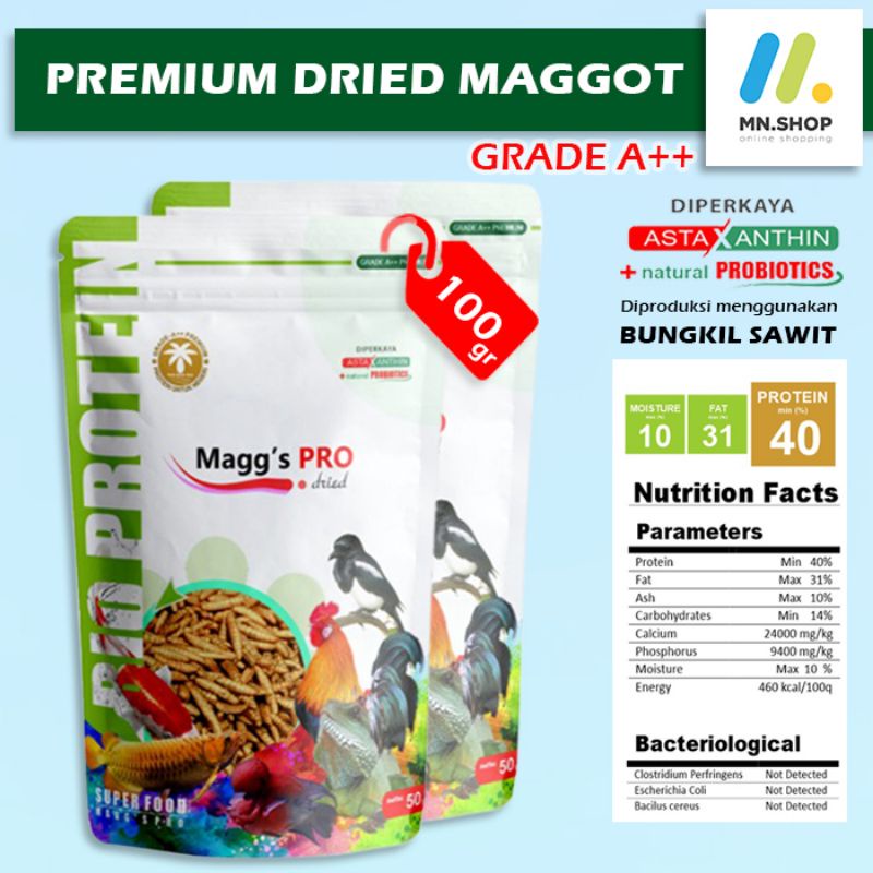 Jual Maggot Kering Maggs Pro 100 Gram / Maggot BSF / Pakan Pendamping ...