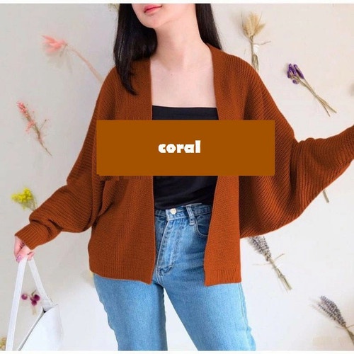 Jual CARDIGAN RAJUT OVERSIZE TEBAL TANGAN BALON/CARDIGAN BATWING RAJUT OVERSIZE WANITA CROP ...