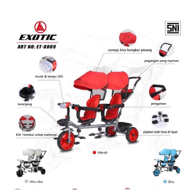 Jual Sepeda roda tiga exotic ET-8809 | Shopee Indonesia