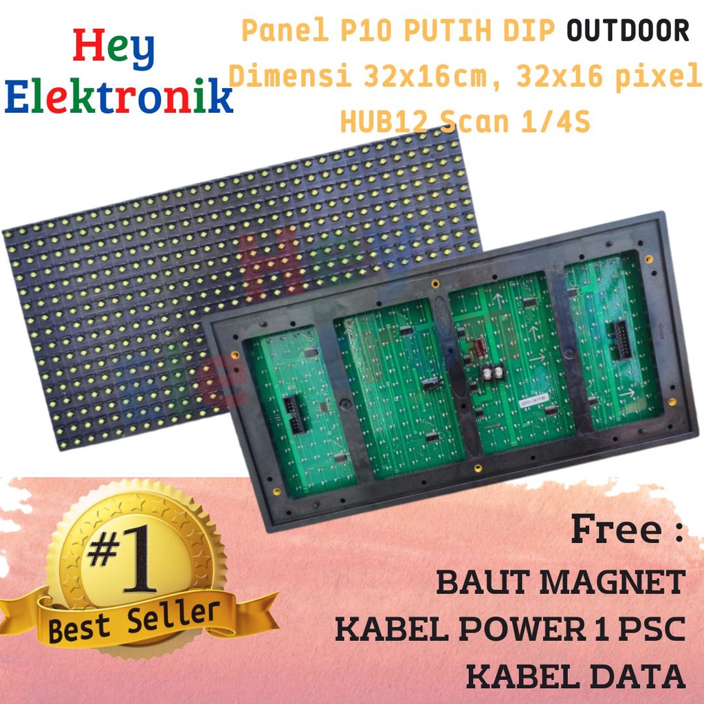 Jual Panel Module Model LED P10 Kuning Yellow DIP Outdoor Running Text ...