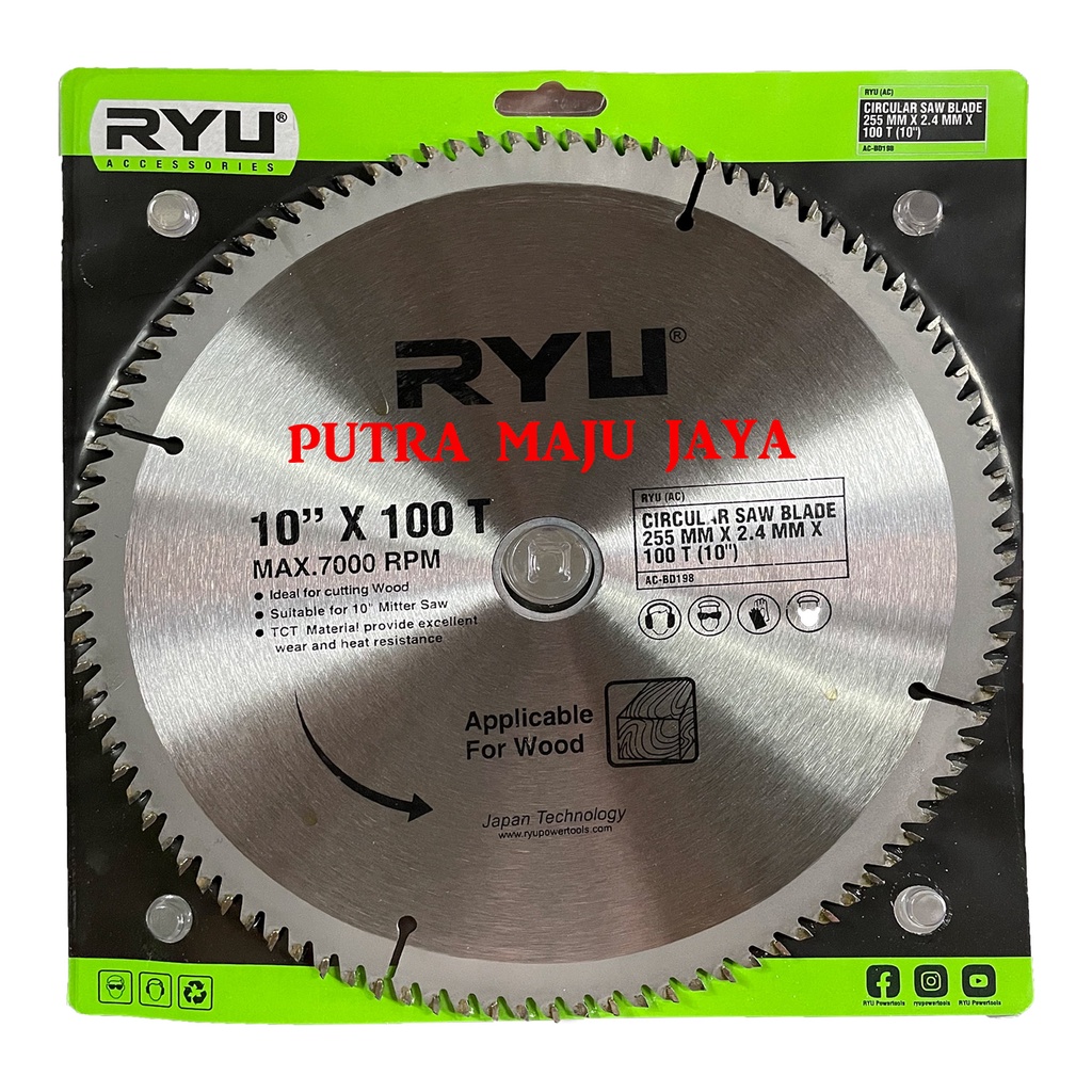 Jual RYU 10" x 100T MATA GERGAJI POTONG ALUMINIUM KAYU RYU TCT METAL | Shopee Indonesia