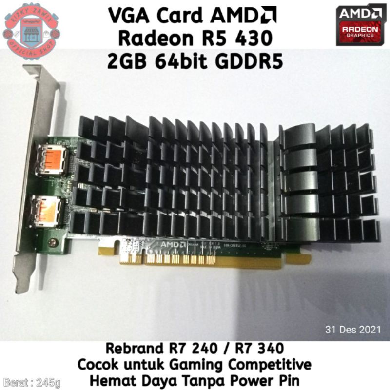 Jual VGA Card AMD Radeon R5 430 OEM Dell 2GB 64bit GDDR5 • Kartu Grafis ...