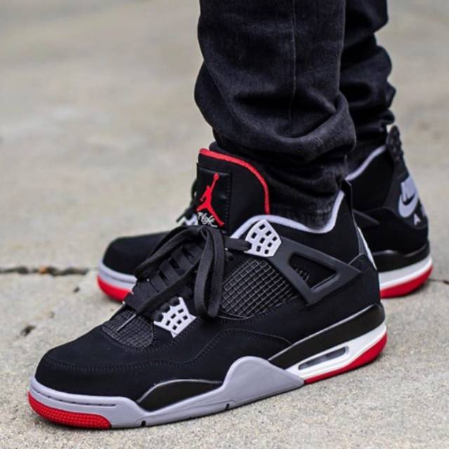 Jual Sepatu Nike Air Jordan 4 Retro Bred | Shopee Indonesia