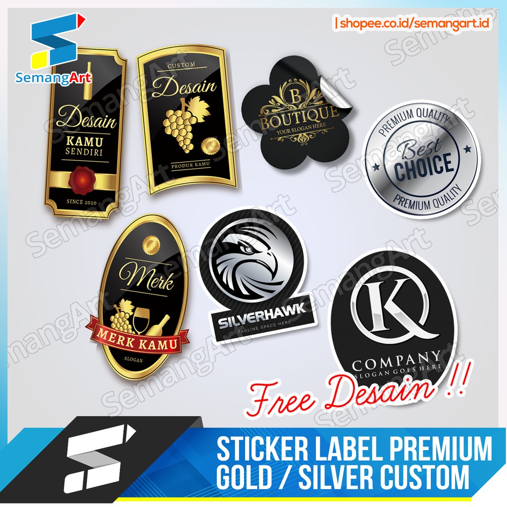 Jual Stiker Label Premium Merk Produk Kemasan Minuman Makanan Gold Emas ...
