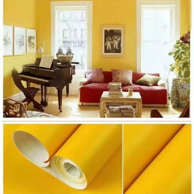 Jual Wallpaper Dinding Kuning Polos Bertekstur Pastel Mewah Elegan ...