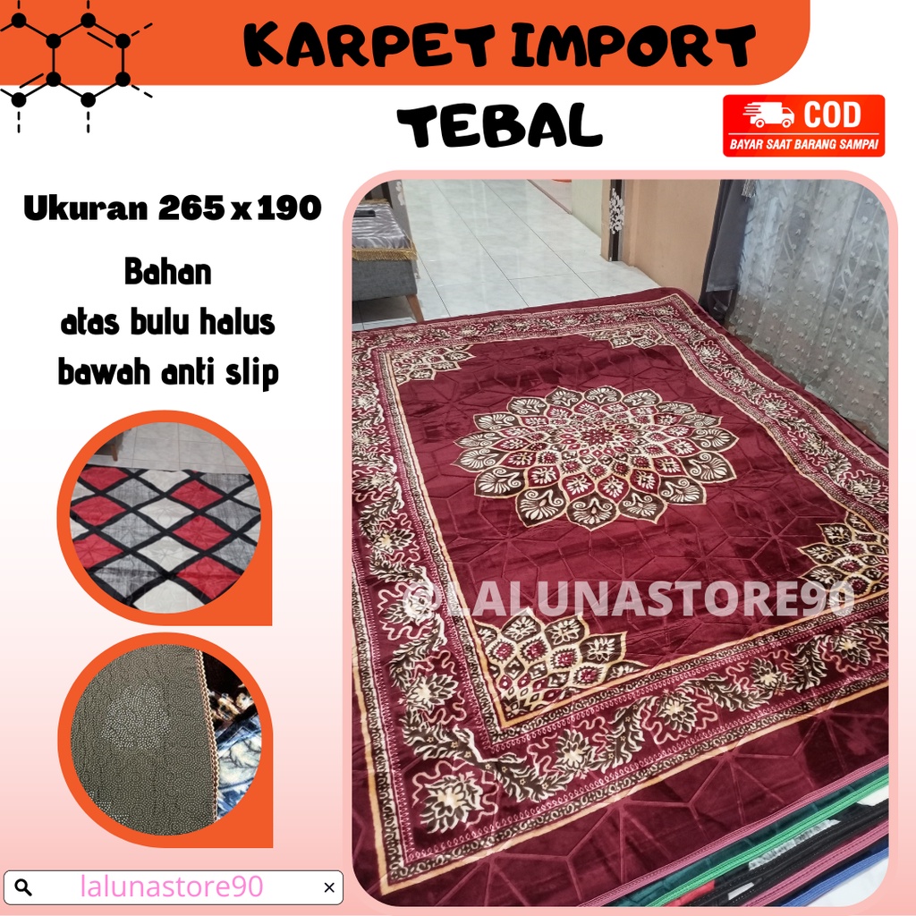 Jual Karpet Malaysia Original Ukuran 265 x 190 Bahan Premium Busa Halus Tebal | Shopee Indonesia