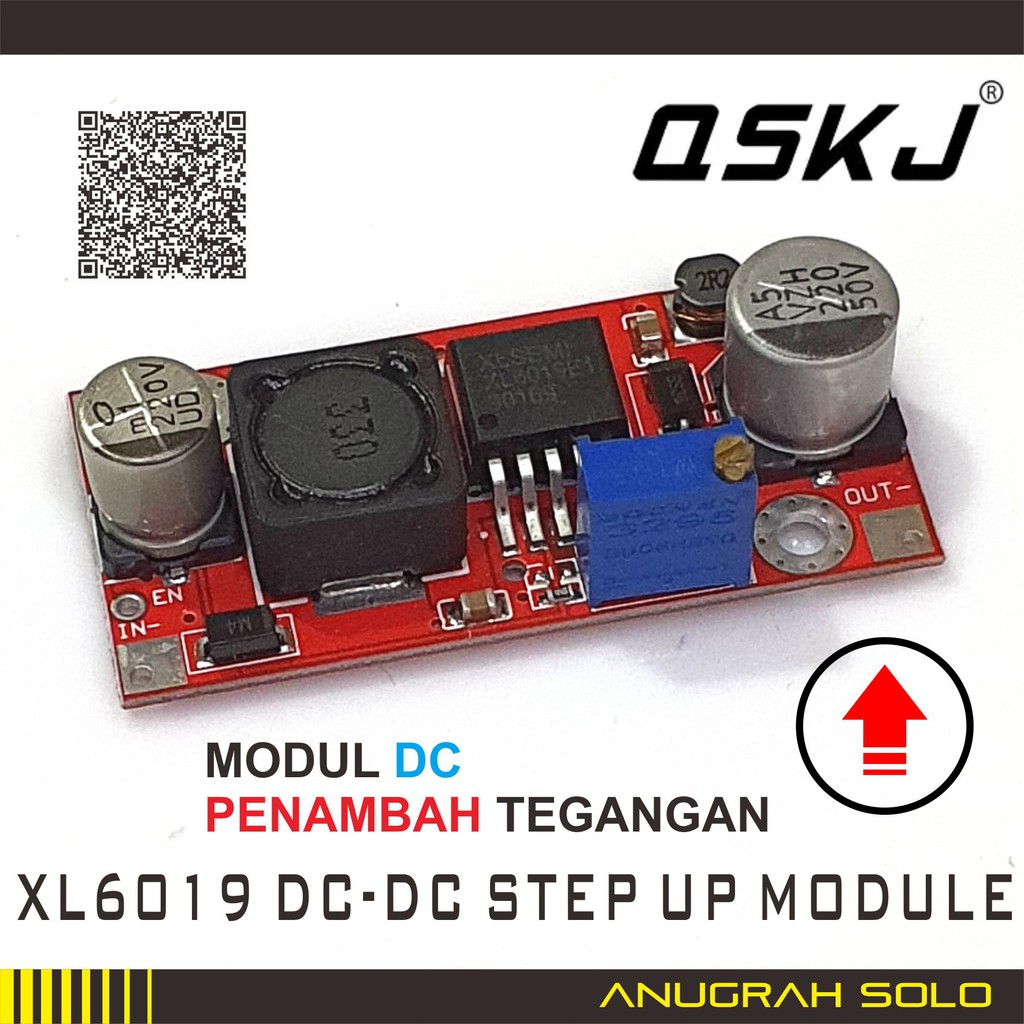 Jual XL6019 Adjustable DC-DC Step-UP Boost Power Module PCB Merah QSKJ | Shopee Indonesia