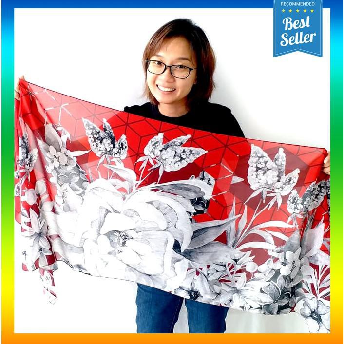 Jual Scarf (Pashmina) Bunga Merah Putih Indonesia asli Kreasi Lokal ...