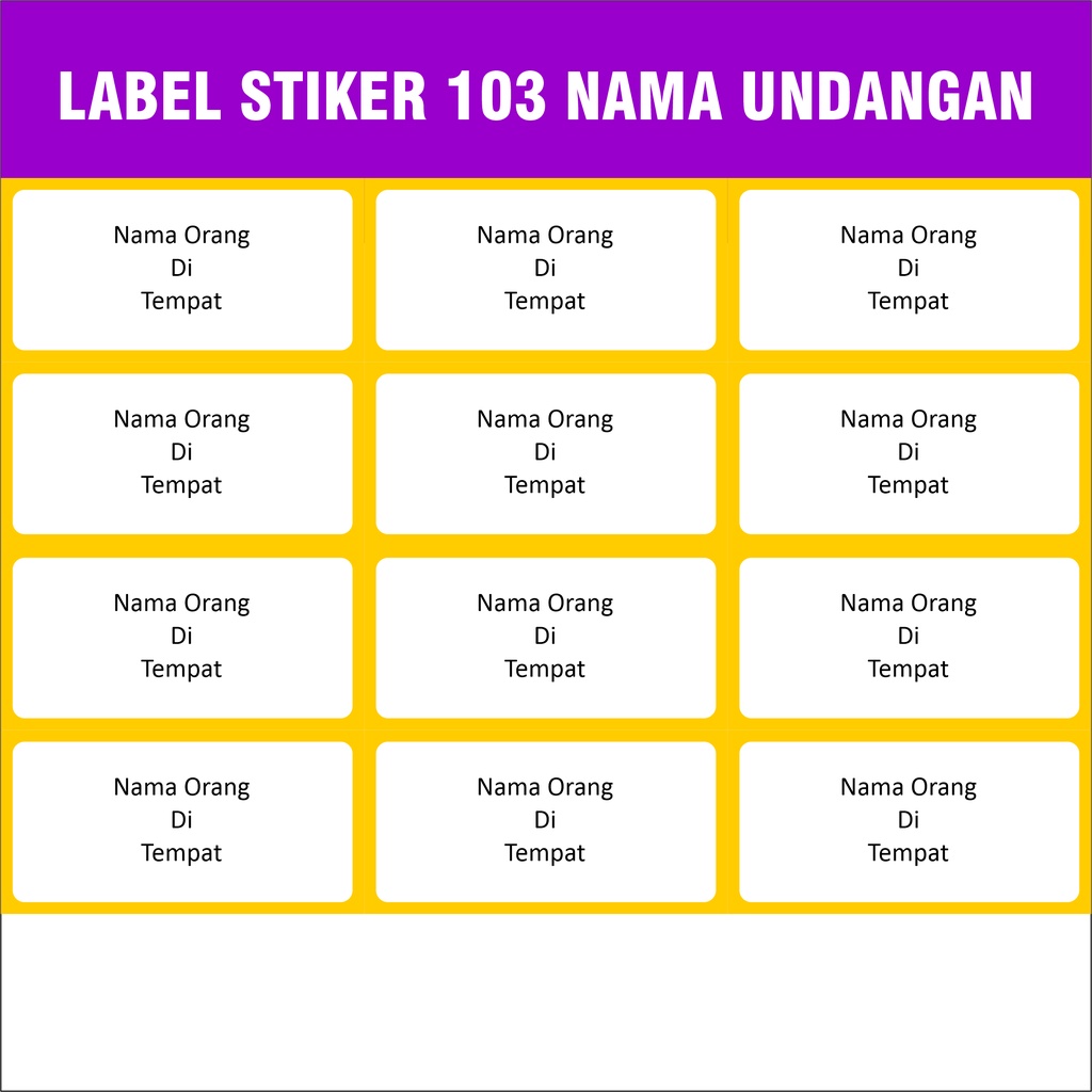 Jual LABEL STIKER 103 NAMA UNDANGAN | Shopee Indonesia