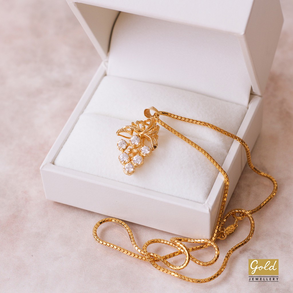 Jual Liontin anggur mata zircon emas kuning kadar 700 70% | Shopee ...