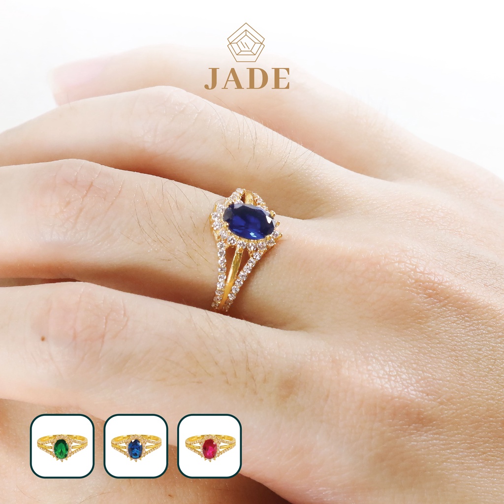 Jual JADE - Cincin Emas Asli Elegant Cantik Dengan Batu Permata Oval ...