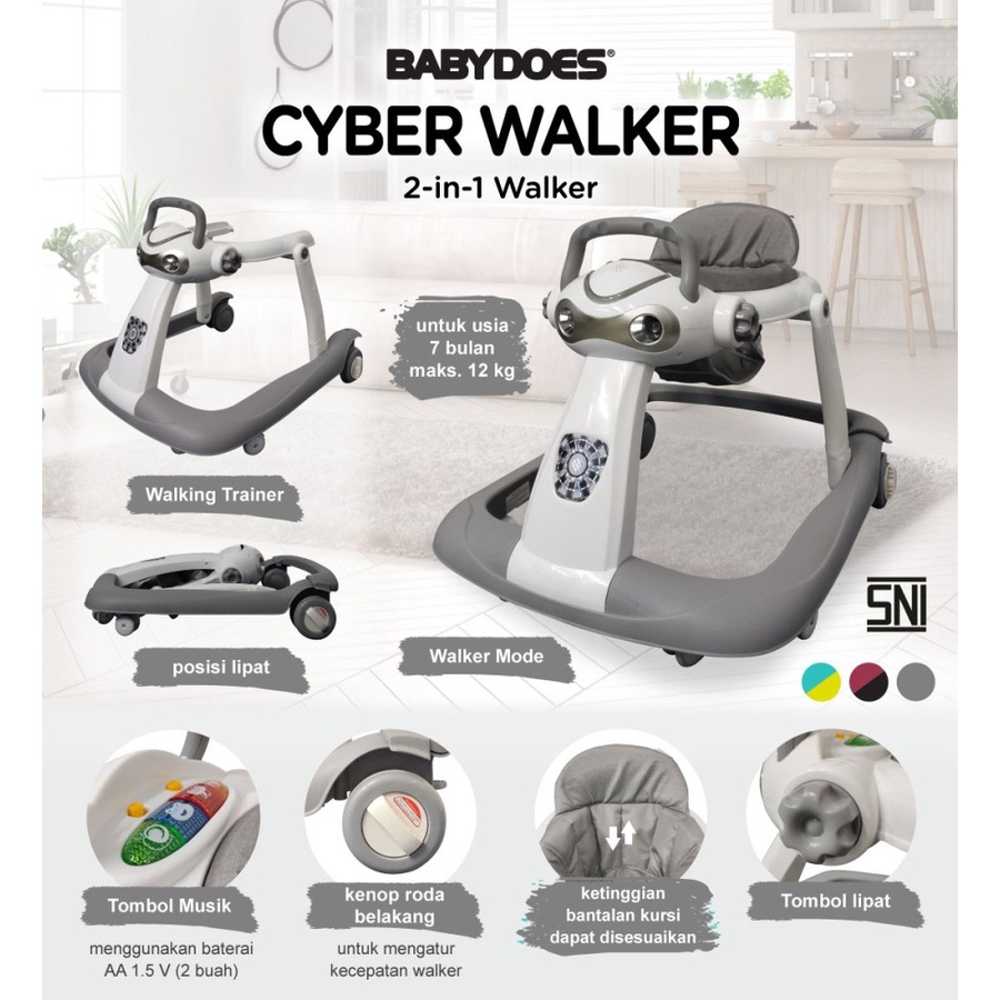 Jual Baby Walker Alat Bantu Belajar Jalan Babydoes 2 In 1 Cyber Walker ...