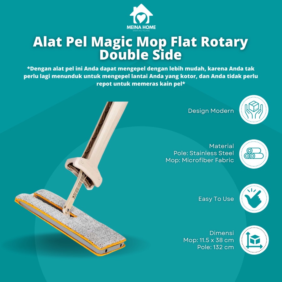 Jual [COD] SET ALAT PEL MOP DOUBLE SIDE LENGKAP MAGIC CLEANING MOP FLAT ...