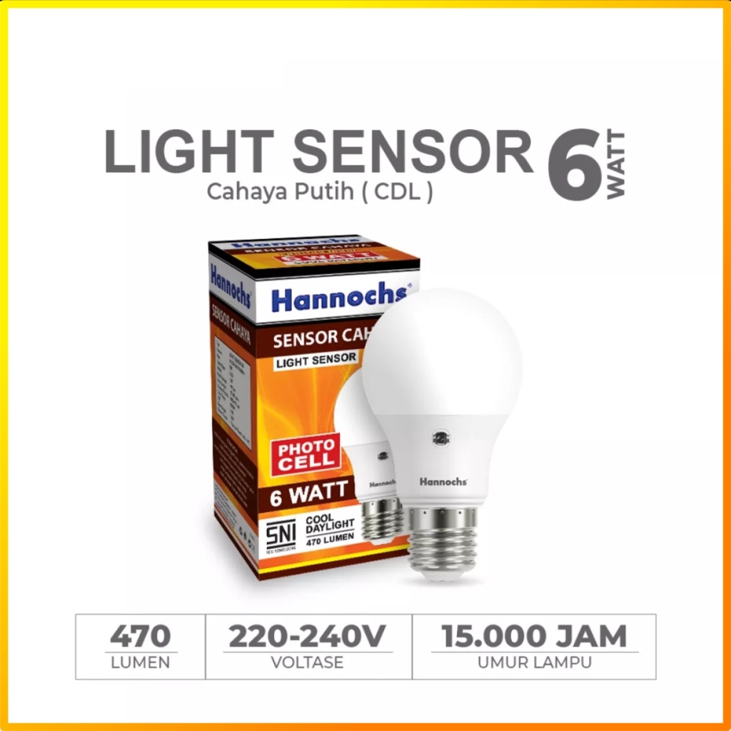 Jual Hannochs Lampu LED Sensor Cahaya / Light Sensor 6 Watt - Cahaya Putih | Shopee Indonesia