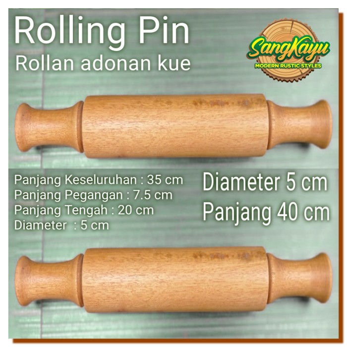 Jual SangKayu Rolling Pin Kayu 5x40 cm Rollan Rolan Kue Gilingan Adonan ...