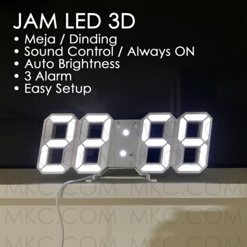 Jual Jam Meja Led 3D/Jam Dinding Digital Led 3D Bentuk Angka Modern ...