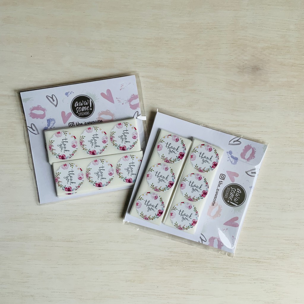Jual Sticker Label Thank You Bunga untuk Packaging , Kado , Kemasan Kue ...