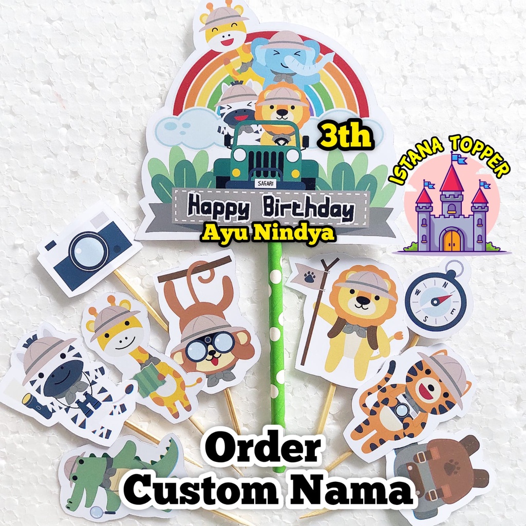 Jual Topper Cake Ultah Animal Zoo Adventure / Topper Zoo/ Topper Animal ...