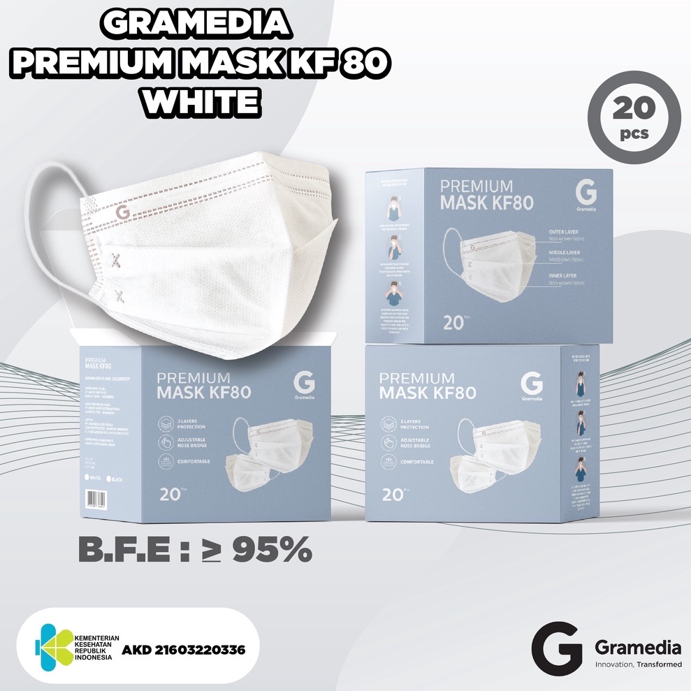Jual Gramedia Yogya - Masker Kf 80 Premium Putih Gramedia Non Books | Shopee Indonesia