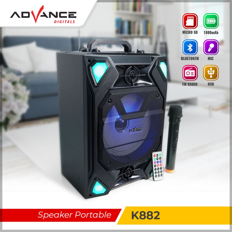 Jual Speaker Portable Speaker bluetooth Advance K882 ukuran jumbo speaker 8 inci Free 1 Mic ...