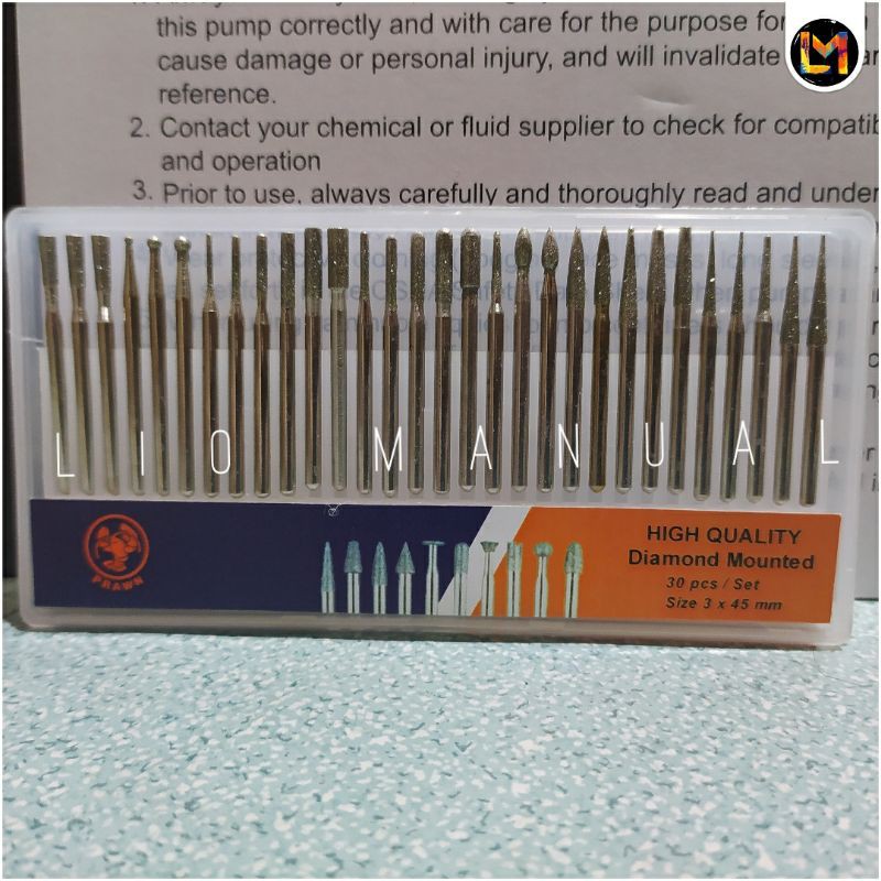 Jual Bor Intan Drill 3 mm Diamond Mounted Point Set 30 Pcs Tuner Bor ...