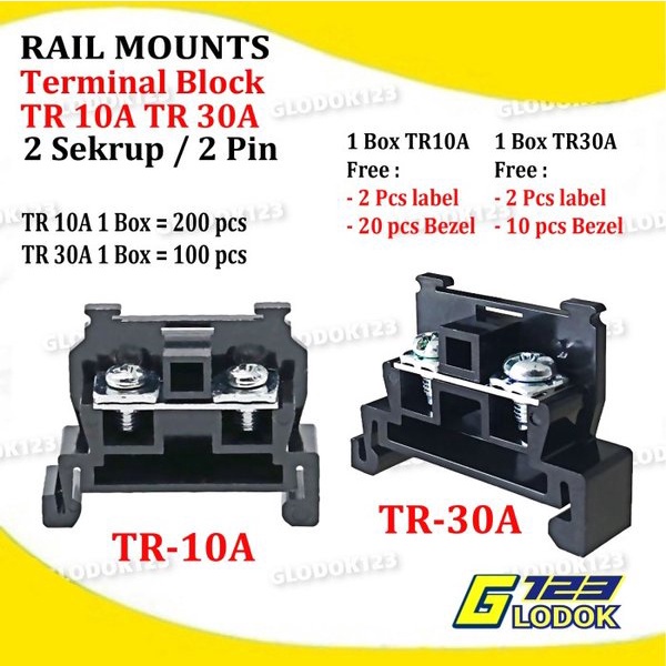 Jual Din Rail Terminal Block Blok Konektor Kabel 2 Pin Sekrup 10A 30A ...