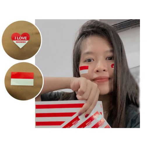 Jual sticker pipi bendera merah putih / sticker muka I LOVE INDONESIA ...