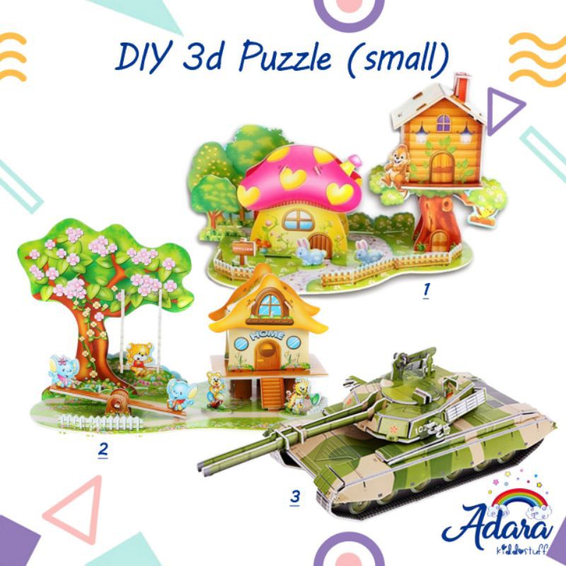 Jual DIY 3D Puzzle (mainan menyusun puzzle, mainan miniatur anak ...