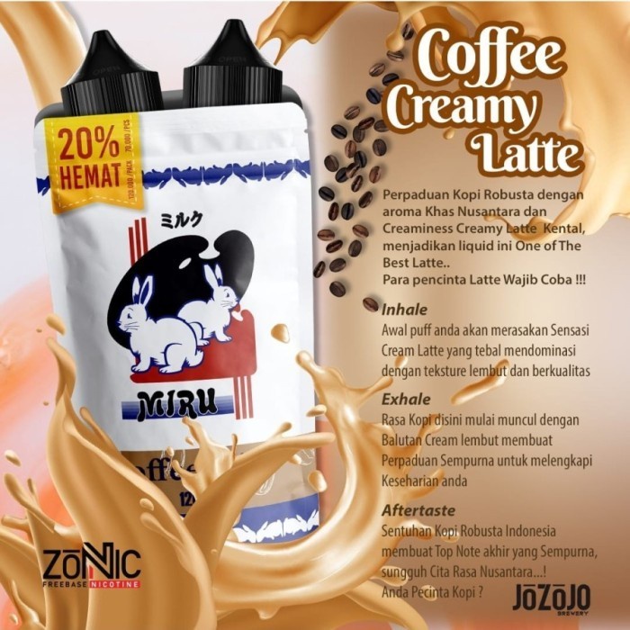 Jual MIRU COFFEE MILK FREEBASE LIQUID 60ML AUTHENTIC CREAMY COFFEE ...