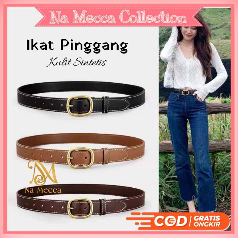 Jual Ikat Pinggang Wanita Kulit Sintetis Ring Belt Kotak Gaya Korea Gesper Premium Cewek Remaja ...