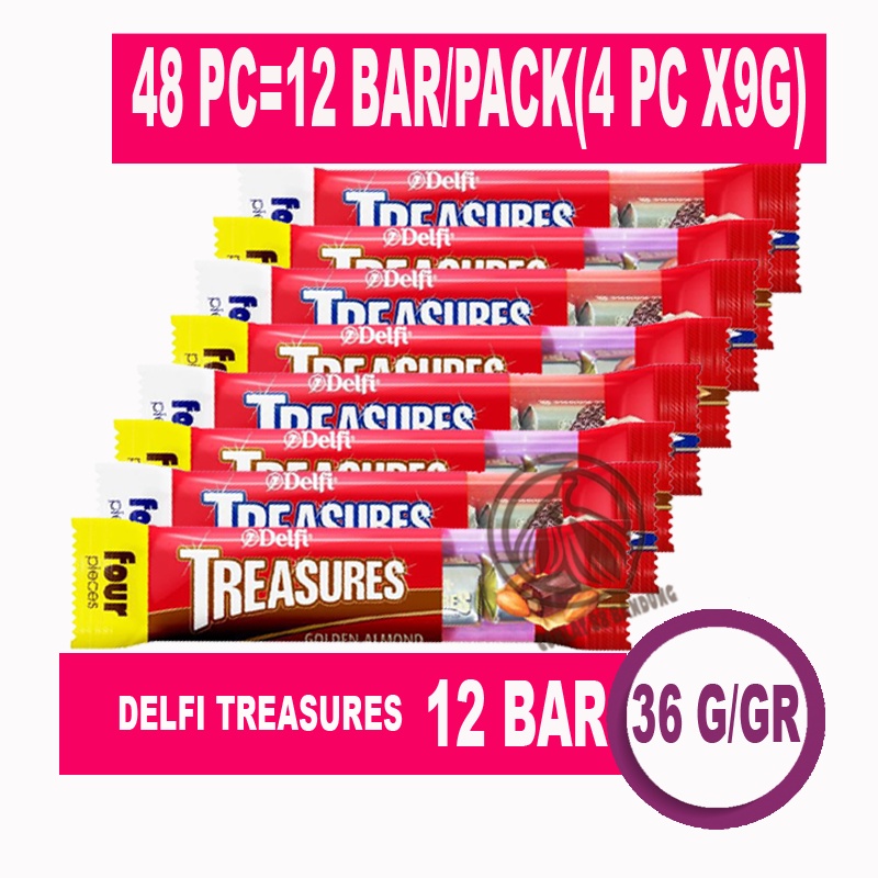 Jual COKLAT DELFI TREASURE GOLDEN ALMOND 12 BAR X 36GR, DELFI TREASURES ...