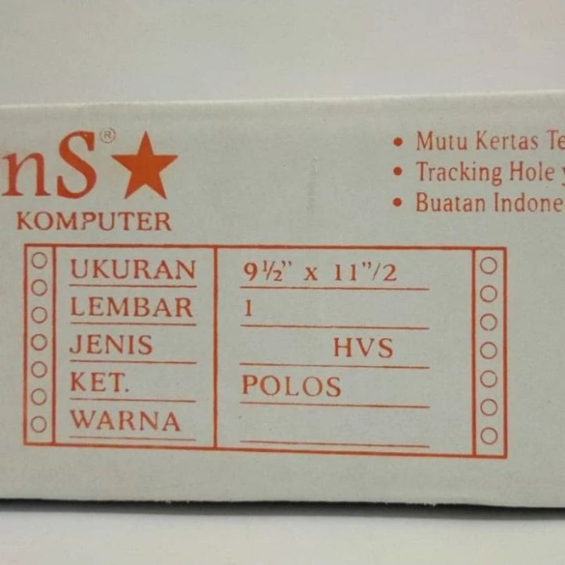 Jual Kertas Continuous Form 1 ply HVS JNS K1-K1/2 Ukuran 9.5x11 ...