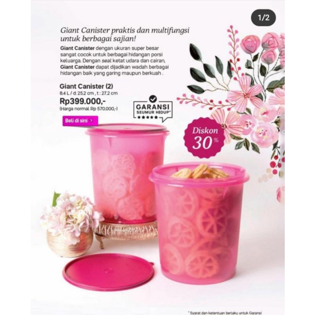 Jual Toples krupuk Tupperware 8,4L Dan 10L, Giant Canister Tupperware , Maxi Canister 10Liter ...