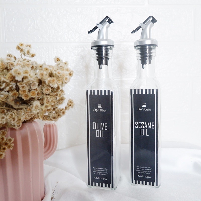 Jual Botol Kaca Tempat Minyak 250ml FREE Sticker Label Aesthetic ...