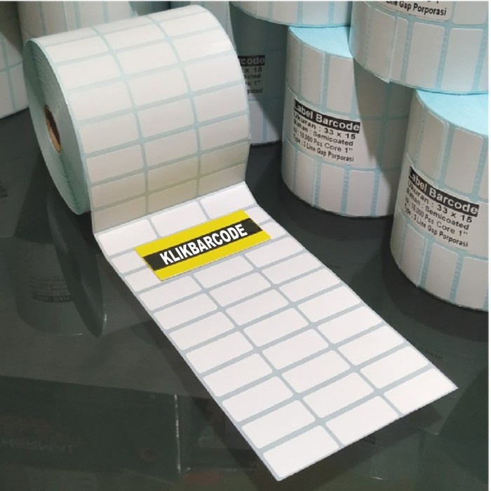 Jual STIKER LABEL BARCODE SEMICOATED 33 X 15 3 LINE GAP CORE 1" ISI 10. ...