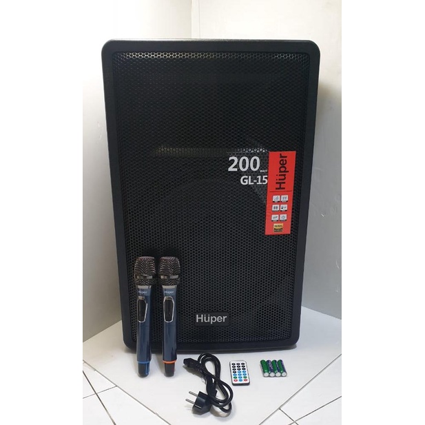 Jual PORTABLE SPEAKER HUPER GL15 WITH 2 MIC GL-15 GL 15 | Shopee Indonesia