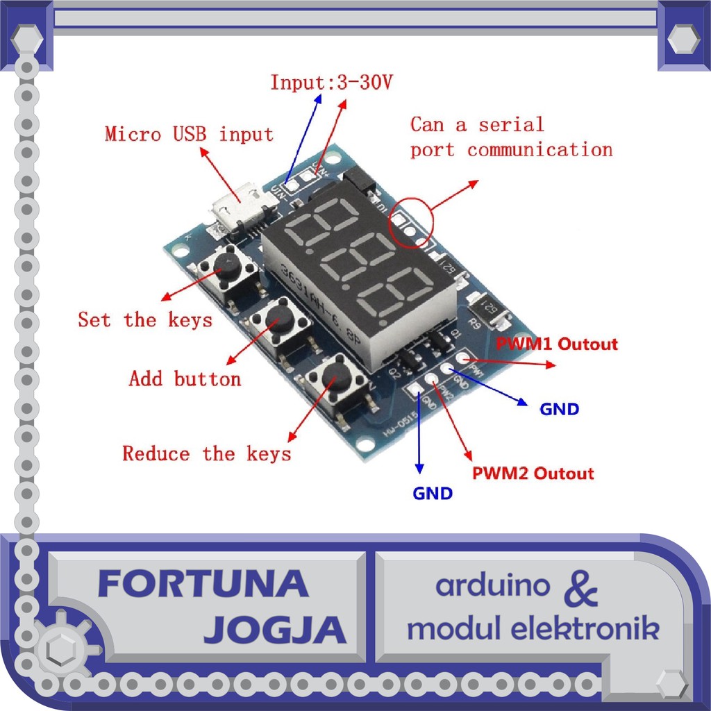Jual Modul 2 Channel Adjustable PWM Generator dengan Display Indikator ...