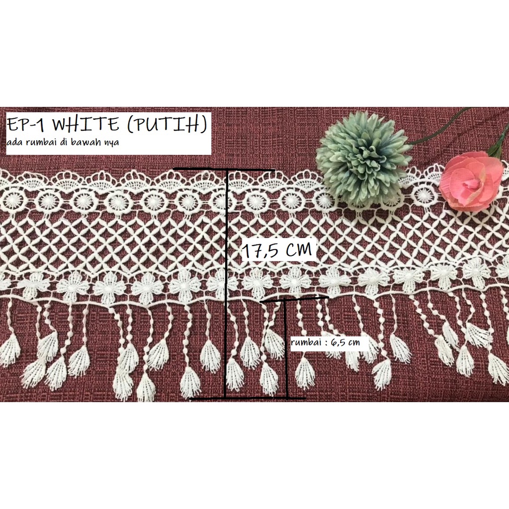 Jual RENDA EP-1 WHITE (PUTIH) Lebar: 17,5 CM | Shopee Indonesia