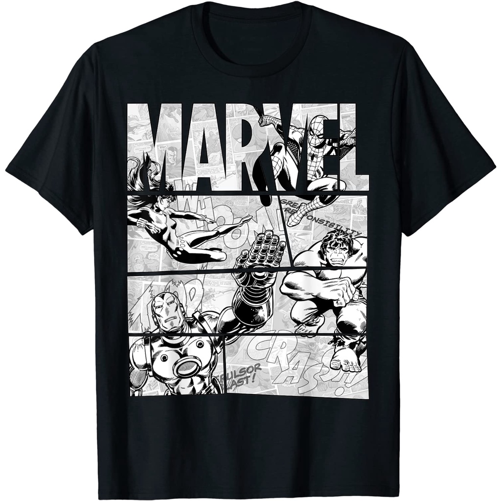 Jual Baju Kaos Marvel Avengers Retro Black and White Comic Graphic T ...