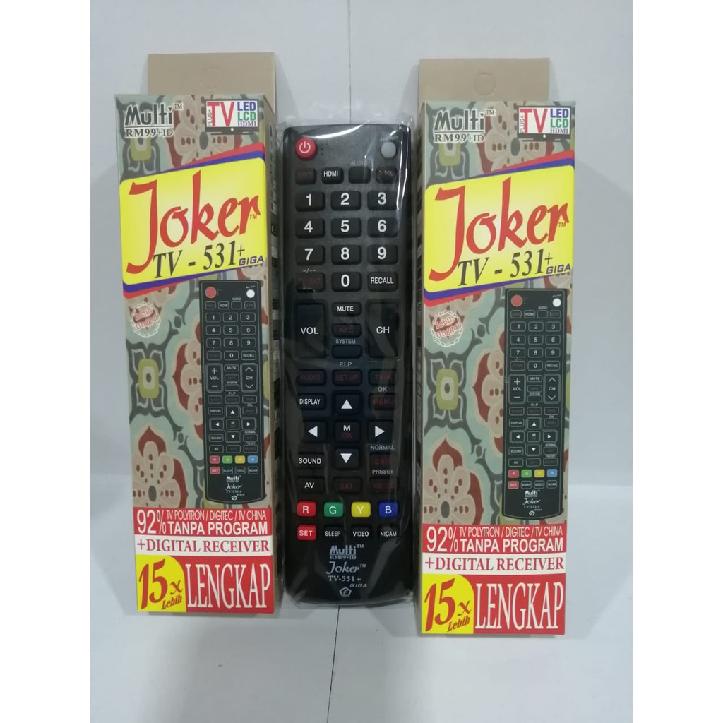 Jual Remote TV Multi RM99+ID Joker TV-531+ Giga | Shopee Indonesia