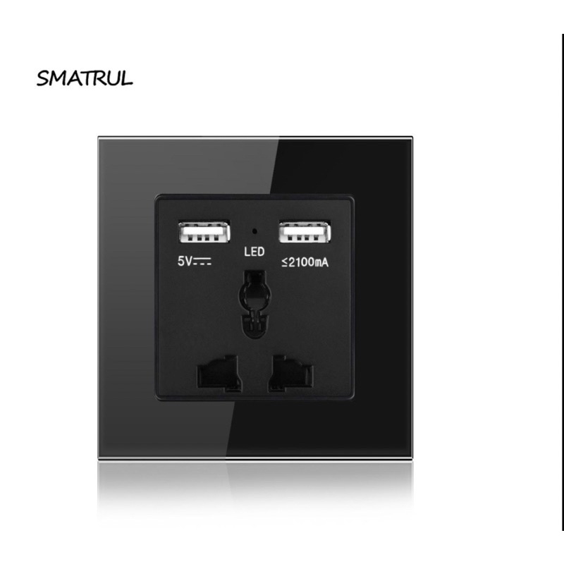 Jual Smatrul Saklar USB Universal Soket Dinding White Wall Power Socket ...