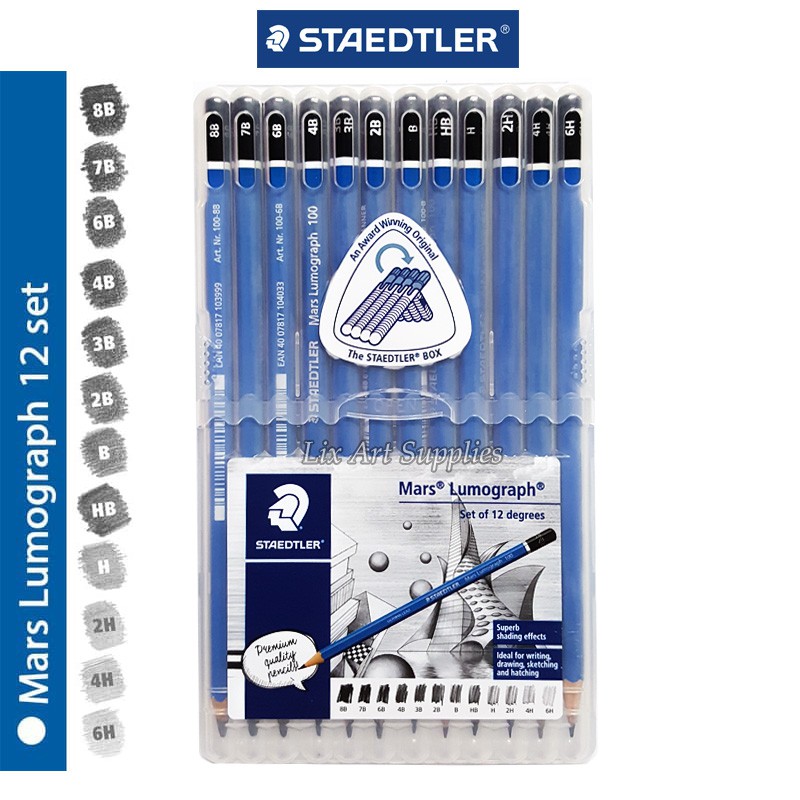 Jual Staedtler Mars Lumograph Pencil Set 12 / Pensil Staedtler Set 12 / Pensil Lukis | Shopee ...
