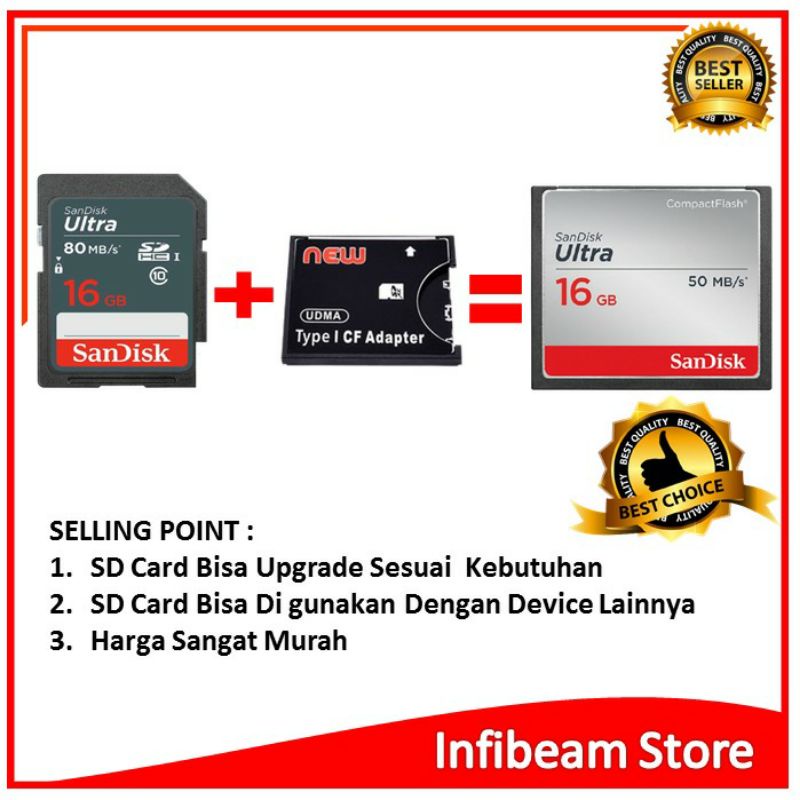 Jual Sandisk Compact Flash CF Ultra 16GB (Adapter + SD Card) | Shopee Indonesia