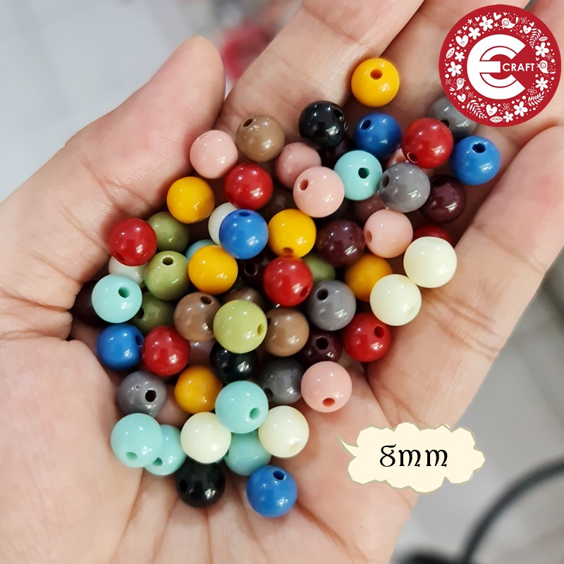 Jual ACRYLIC BEADS ROUND MANIK-MANIK BULAT 8MM 10MM 12MM | Shopee Indonesia